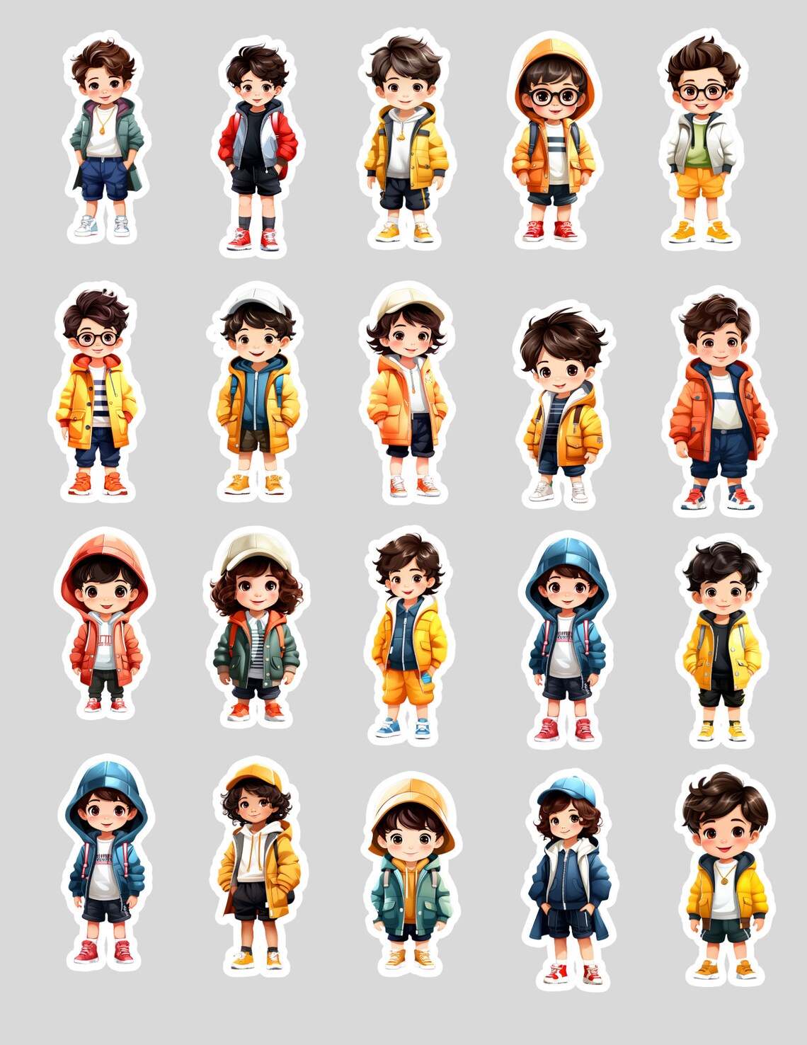 Digital Stickers - Cute Kids in Fashion Style - Etsy