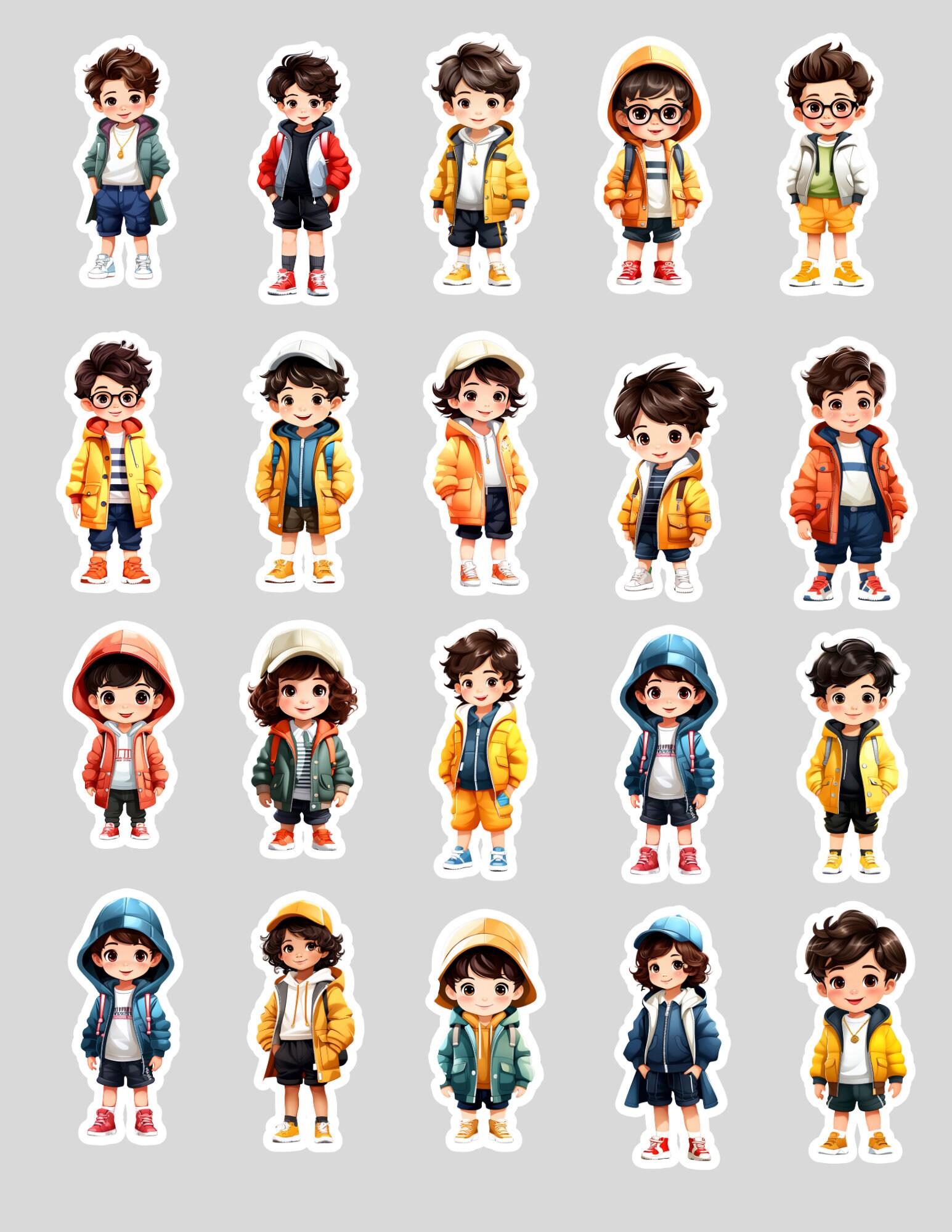 Digital Stickers - Cute Kids in Fashion Style - Etsy