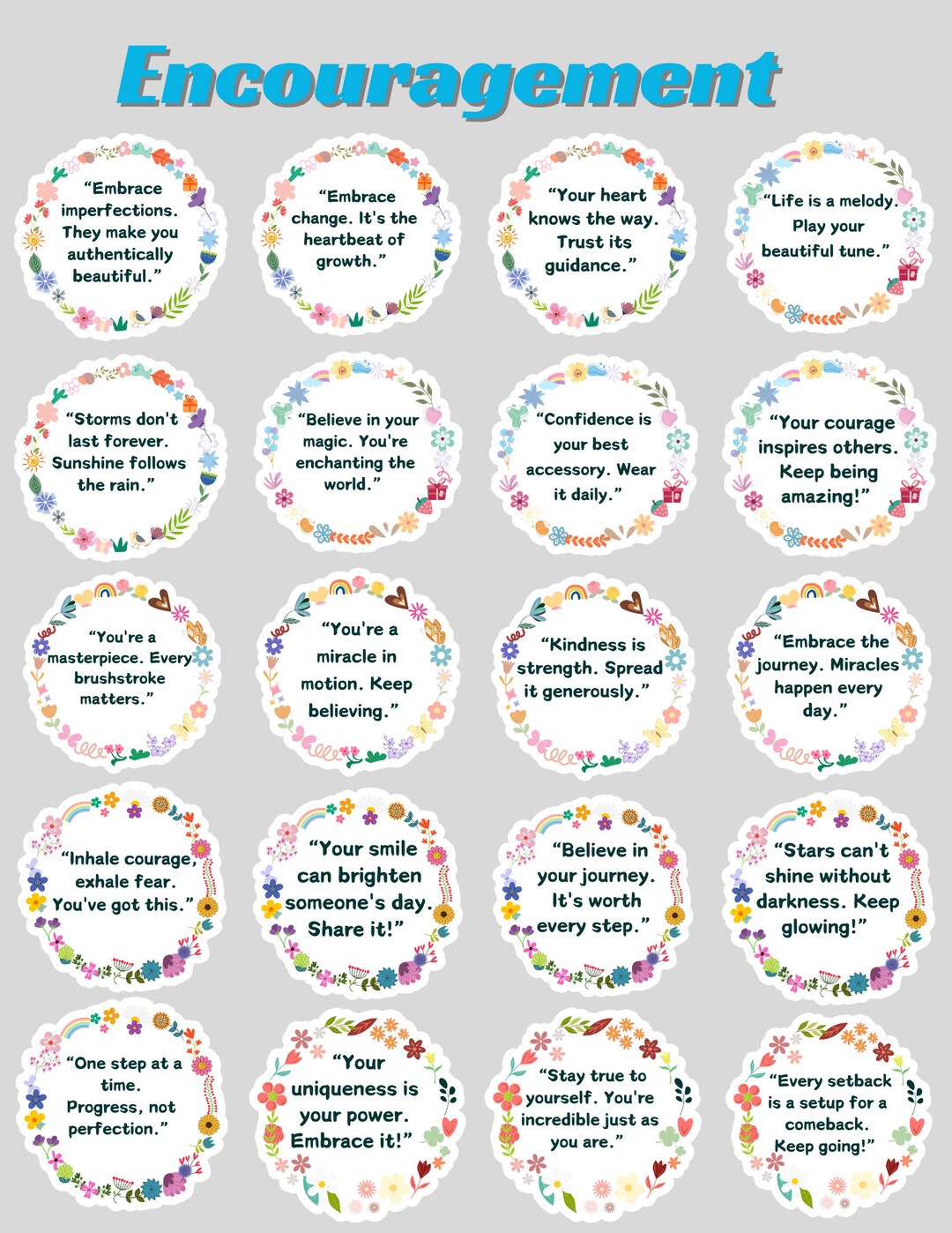 Digital Stickers - Encouragement, Inspirational and Positive Messages ...