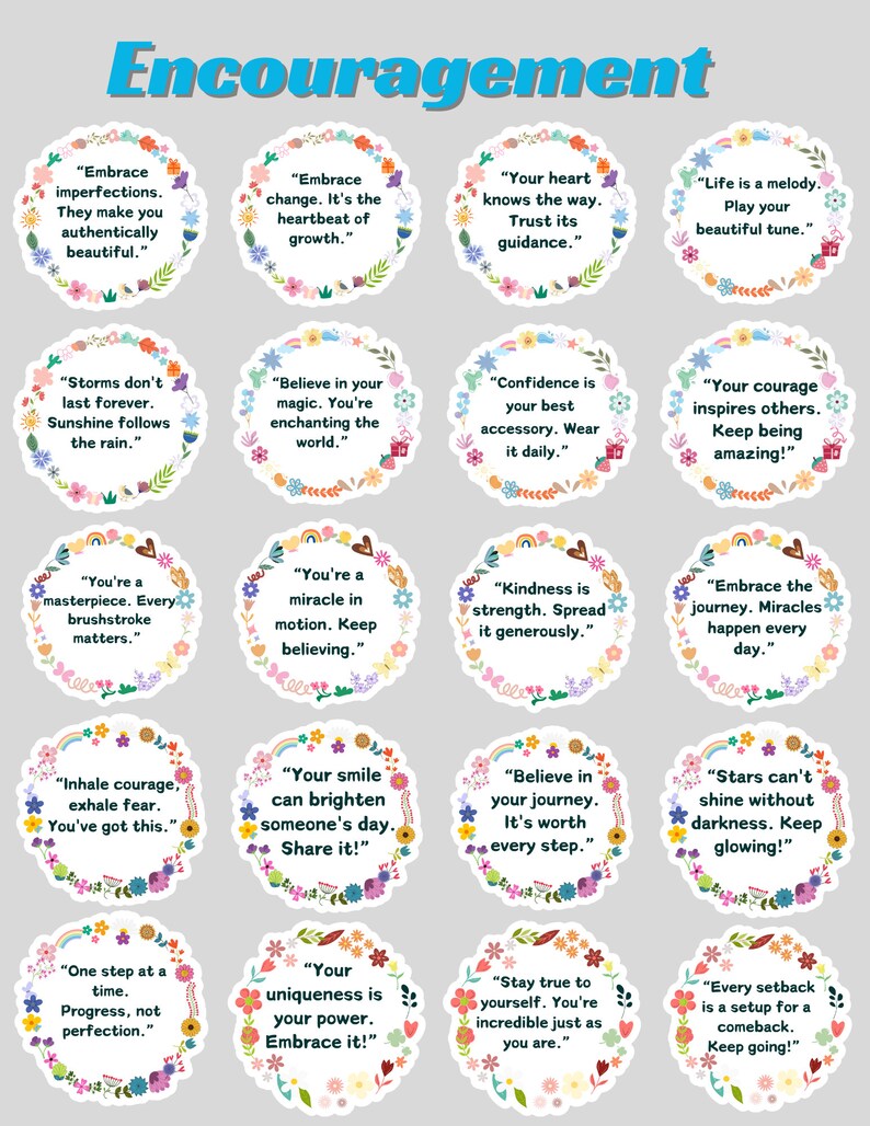 Digital Stickers - Encouragement, Inspirational and Positive Messages ...