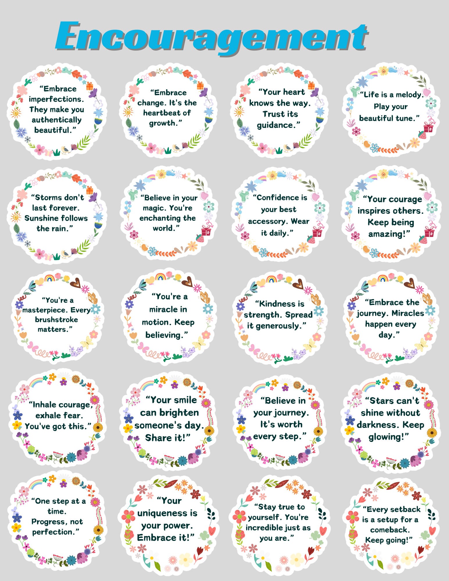 Digital Stickers - Encouragement, Inspirational and Positive Messages ...