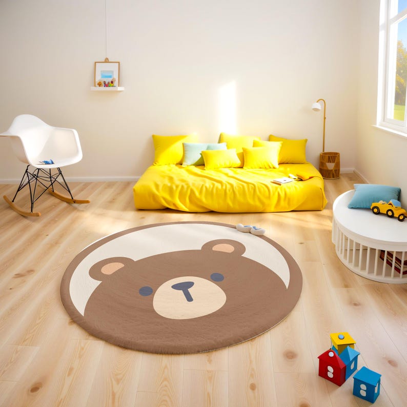 Teddy Bear Round Rug, Babies Nursery Rug, Brown Teddy Rug, Kids Rugs ...
