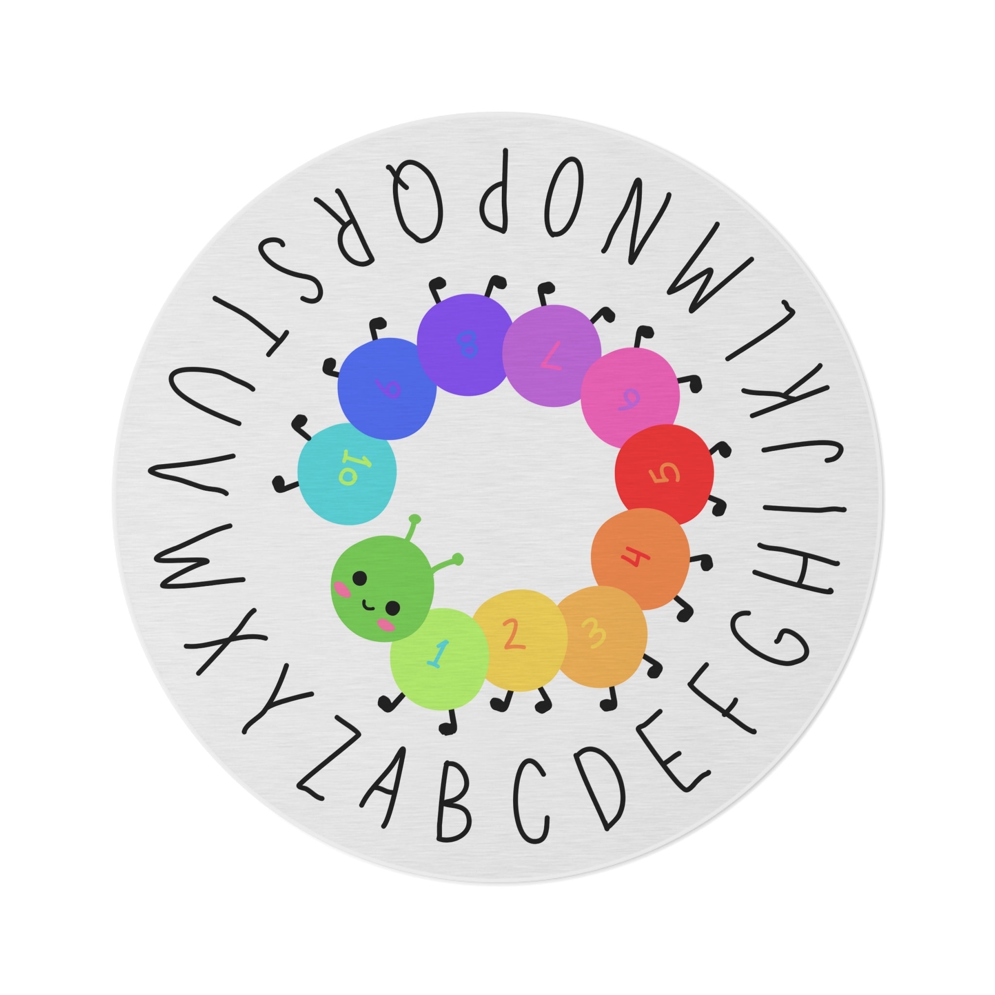 Rainbow Counting Caterpillar Alphabet Rug, Educational & Playful Round ...