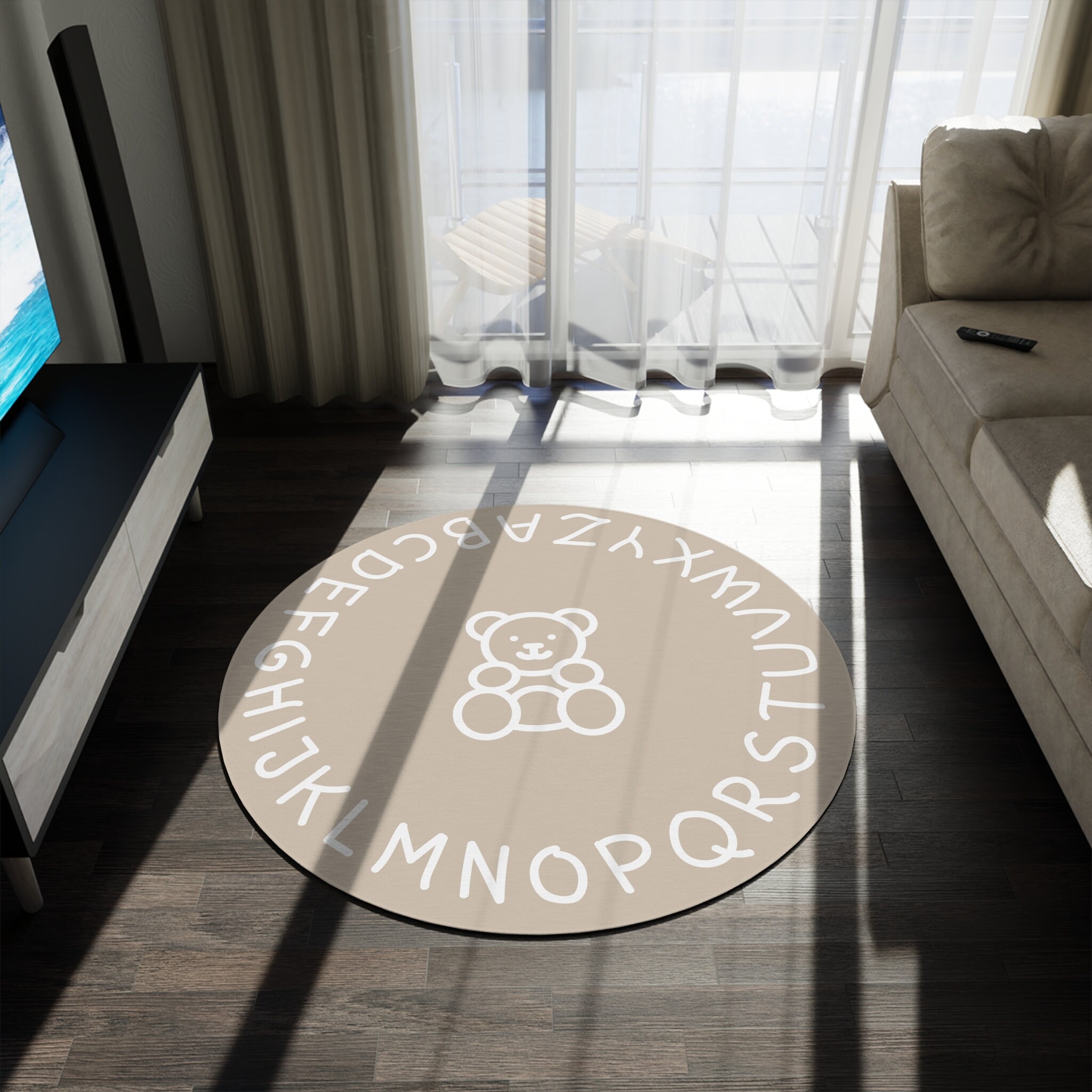 Alphabet Beige Teddy Bear Rug Kids Nursery Playroom Decor Kids Room ...