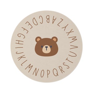 Alphabet Beige Teddy Bear Rug - Kids Nursery Playroom Decor- Kids Room ...