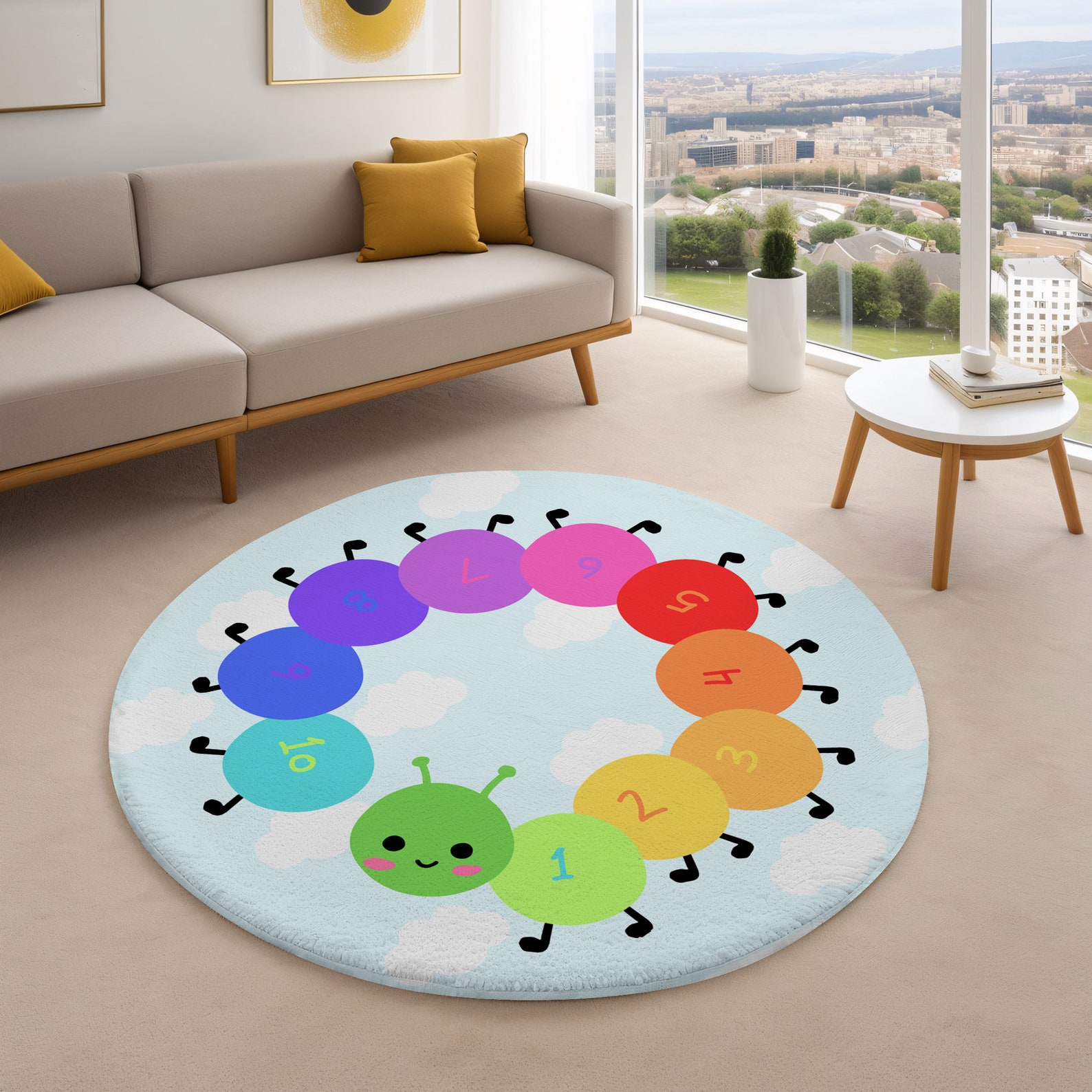 Caterpillar Counting Round Rug, Children's Rug, Playroom Rug, Numbers ...