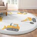 Construction Vehicles Rug, Round Children's Playroom Rug, Kids Bedroom ...