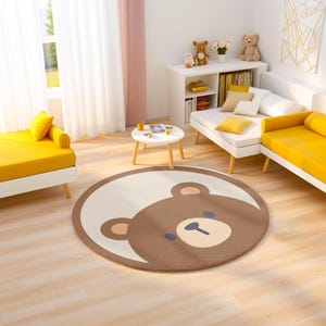 Teddy Bear Round Rug, Babies Nursery Rug, Brown Teddy Rug, Kids Rugs ...