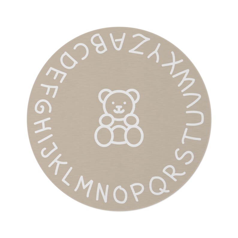 Alphabet Beige Teddy Bear Rug Kids Nursery Playroom Decor Kids Room ...