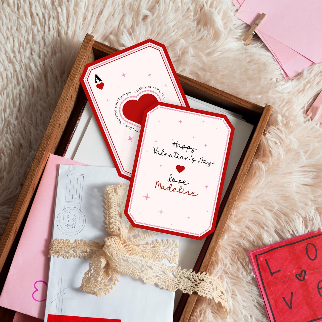 Printable Valentine's Day Gift Tag, Playing Card Valentine's Day Tag ...