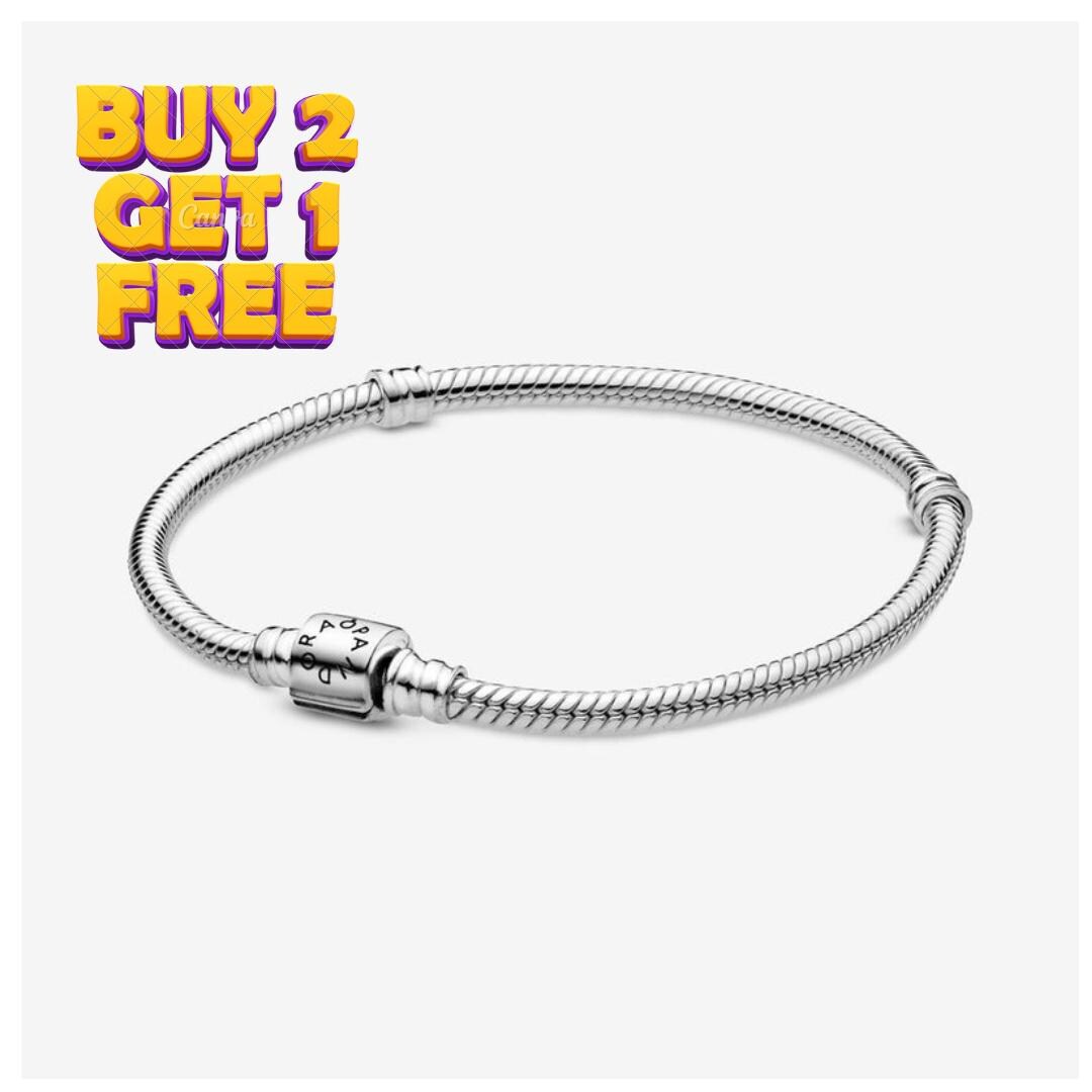 Pandora Moments Barrel Snake Chain Bracelet/pandora S925 Silver/simple ...
