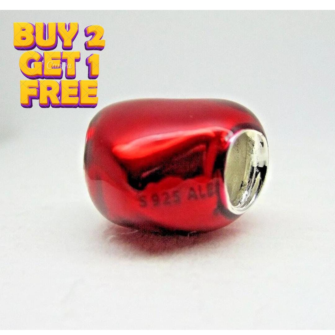 Pandora Authentic METALLIC RED Heart Charm /dangle Charms/bracelet ...