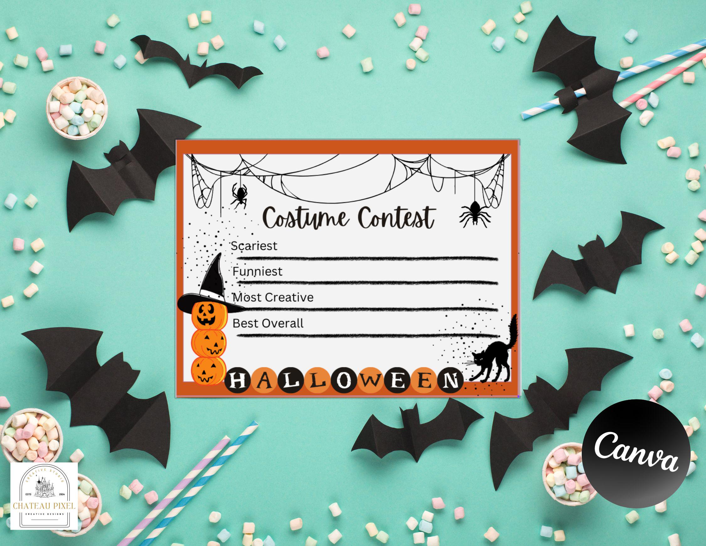 Editable HALLOWEEN COSTUME Contest Voting Cards, Halloween Games ...
