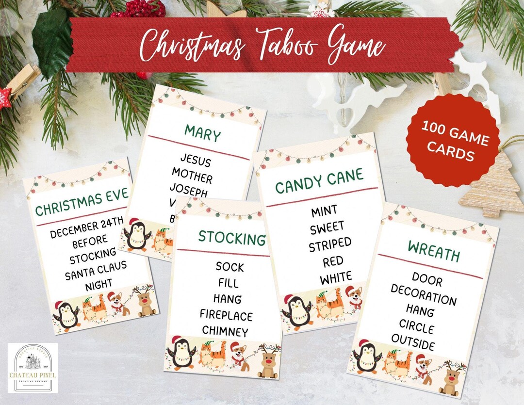 Christmas Taboo Game Forbidden Words Family Christmas Game Holiday ...