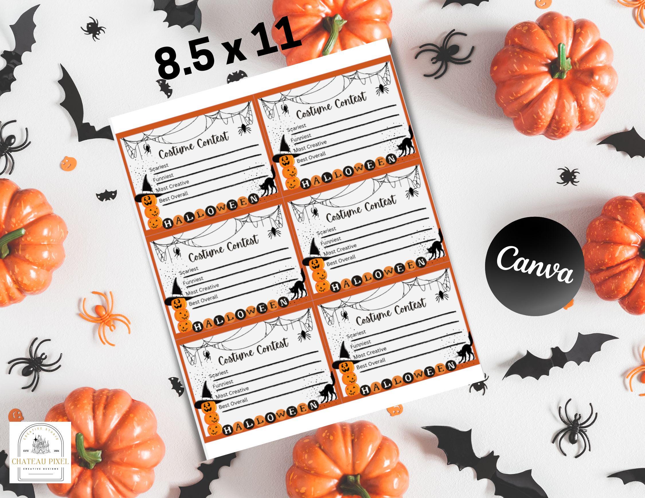 Editable HALLOWEEN COSTUME Contest Voting Cards, Halloween Games ...
