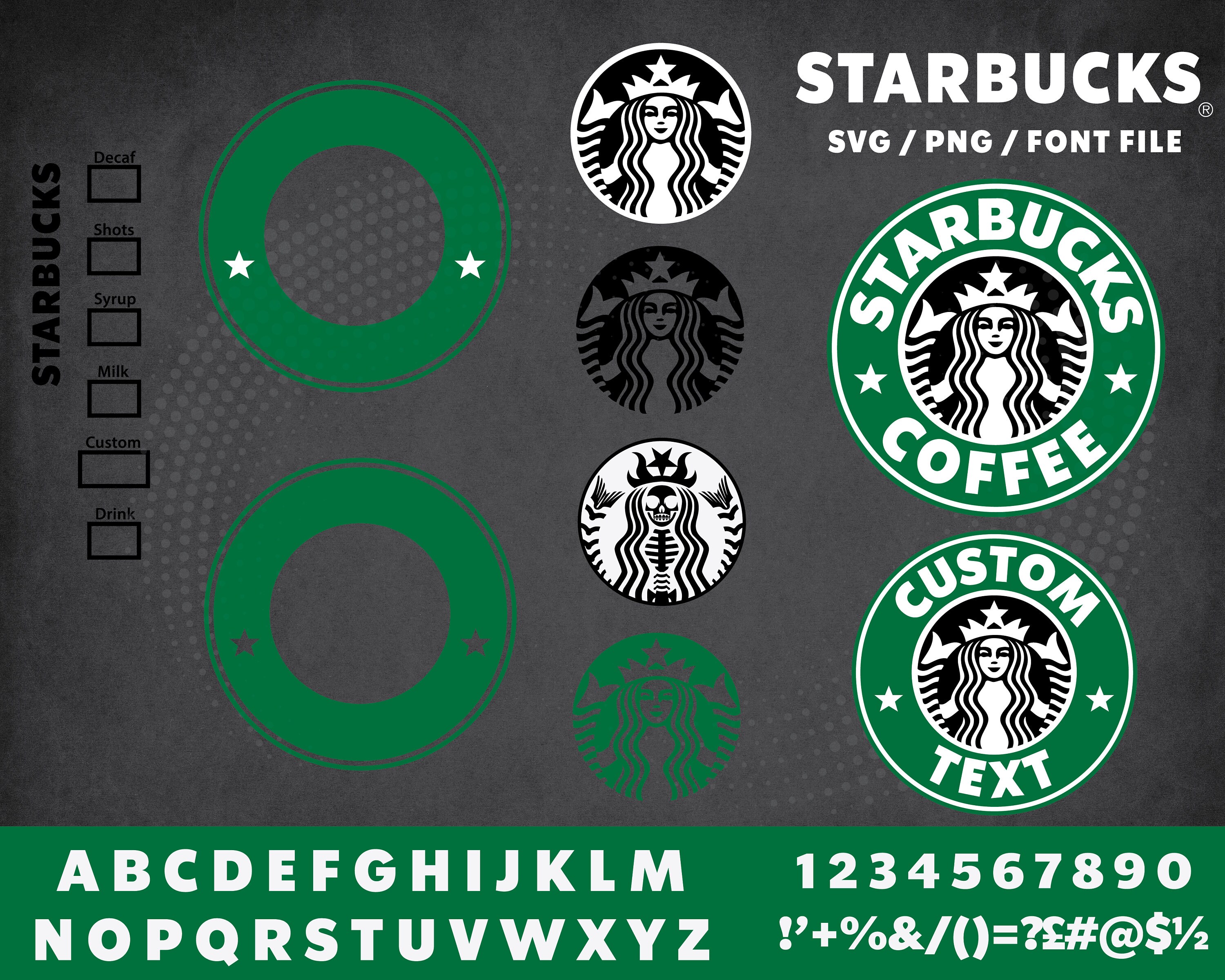 Starbucks Custom Logo PNG and SVG Files Font File SVG and Png Letters ...