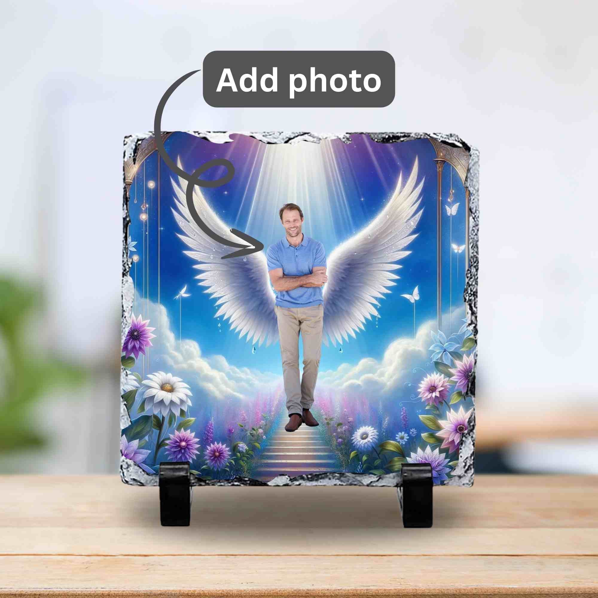 In Loving Memory, Add Photo Slate Angle Wings, Watercolor, Sublimation ...