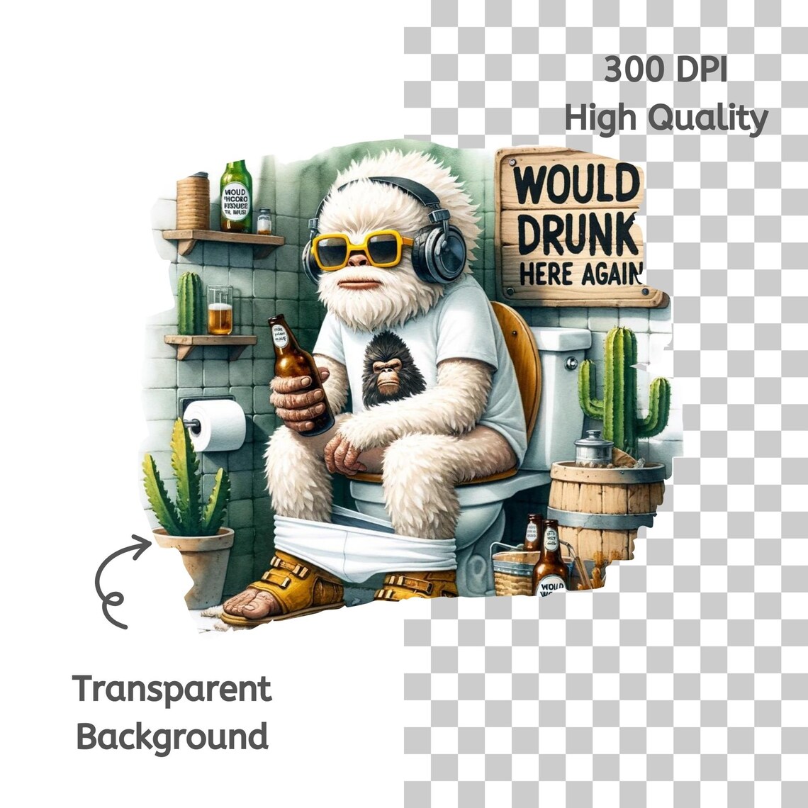 Funny Bigfoot Sasquatch in Toilet Poop, Clip Art, PNG Bundles, Digital ...