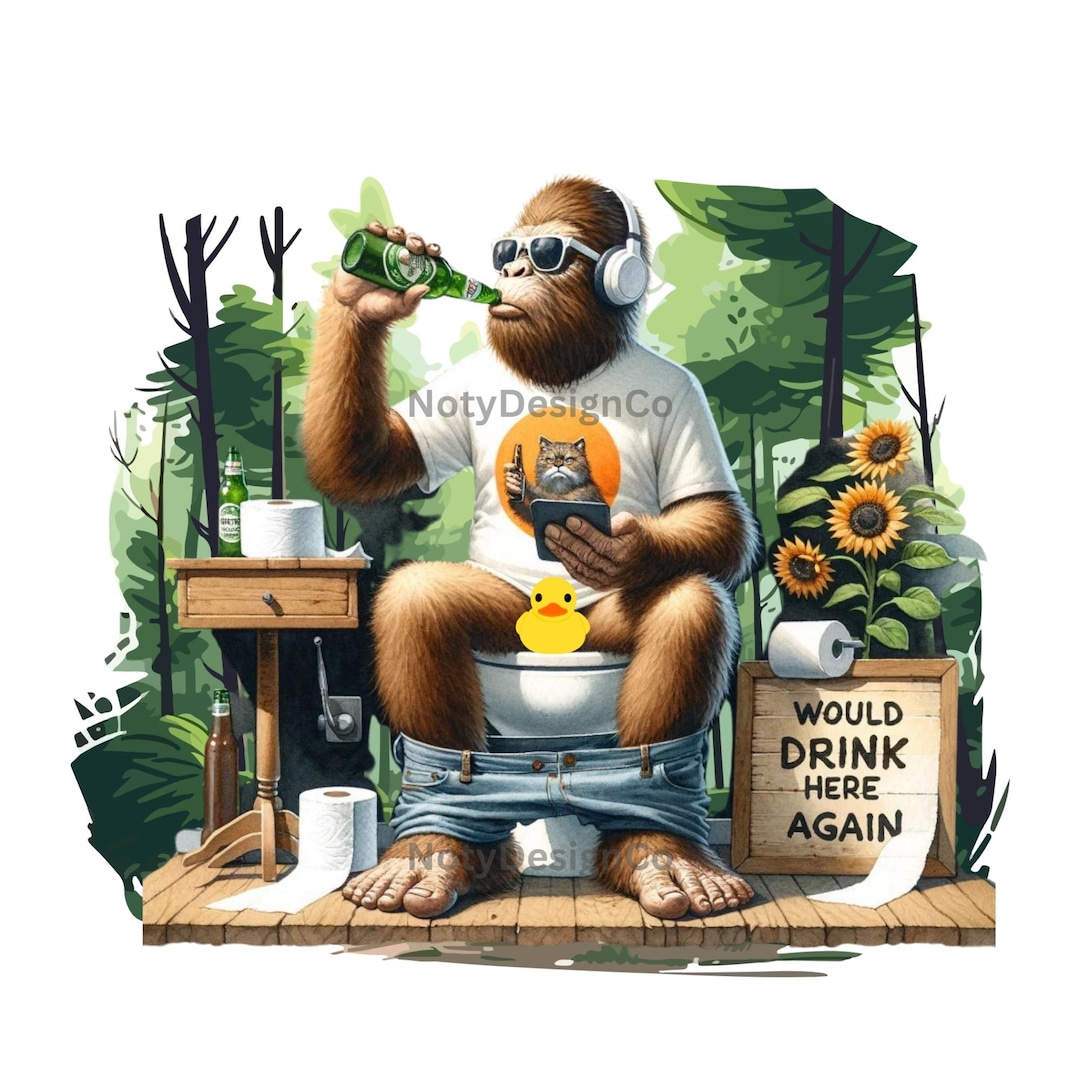 Funny Bigfoot Sasquatch in Toilet Poop, Clip Art, PNG Bundles, Digital ...