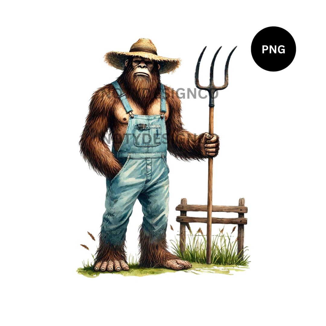 Bigfoot Sasquatch Farmer PNG File Sublimation Design Download - Etsy