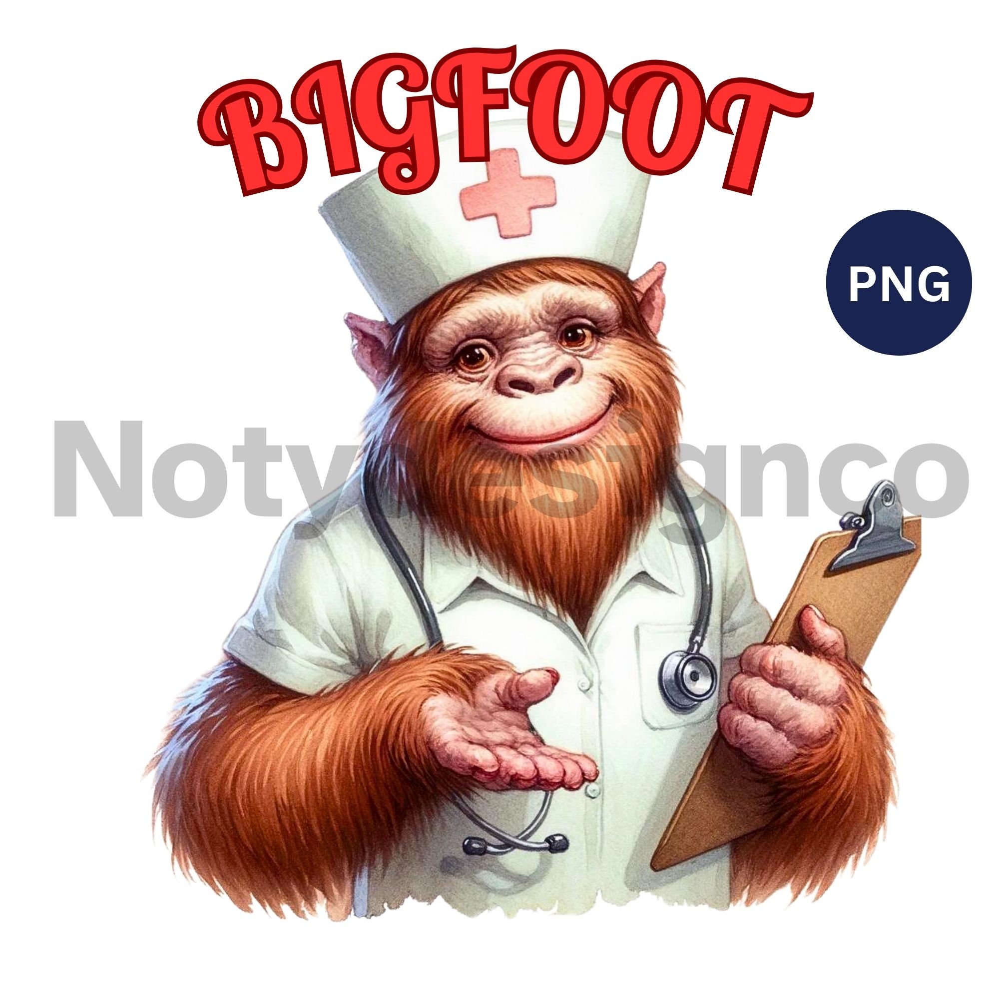 Bigfoot Nurse Police Bundles Design for Women Men Watercolor Png ...