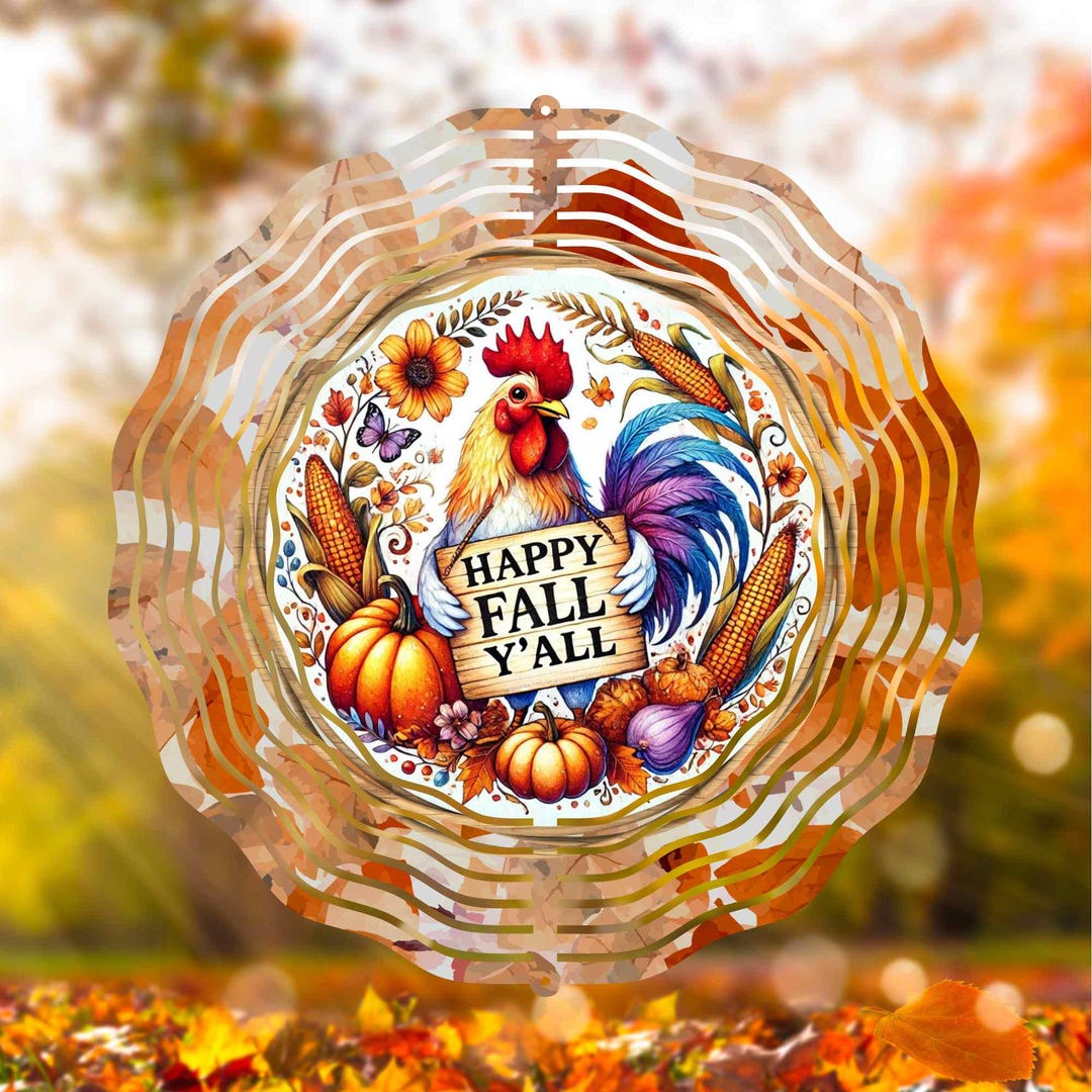 Happy Fall Chicken Rooster Fall, Wind Spinner Designs, Sublimation ...