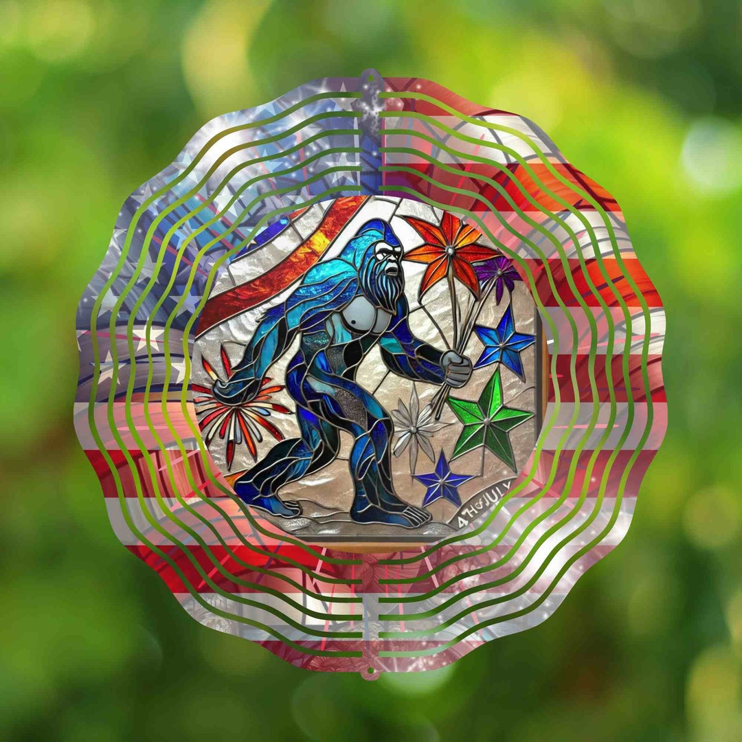 Bigfoot Sasquatch Stained Glass, Wind Spinner, Sublimation Designs, PNG ...