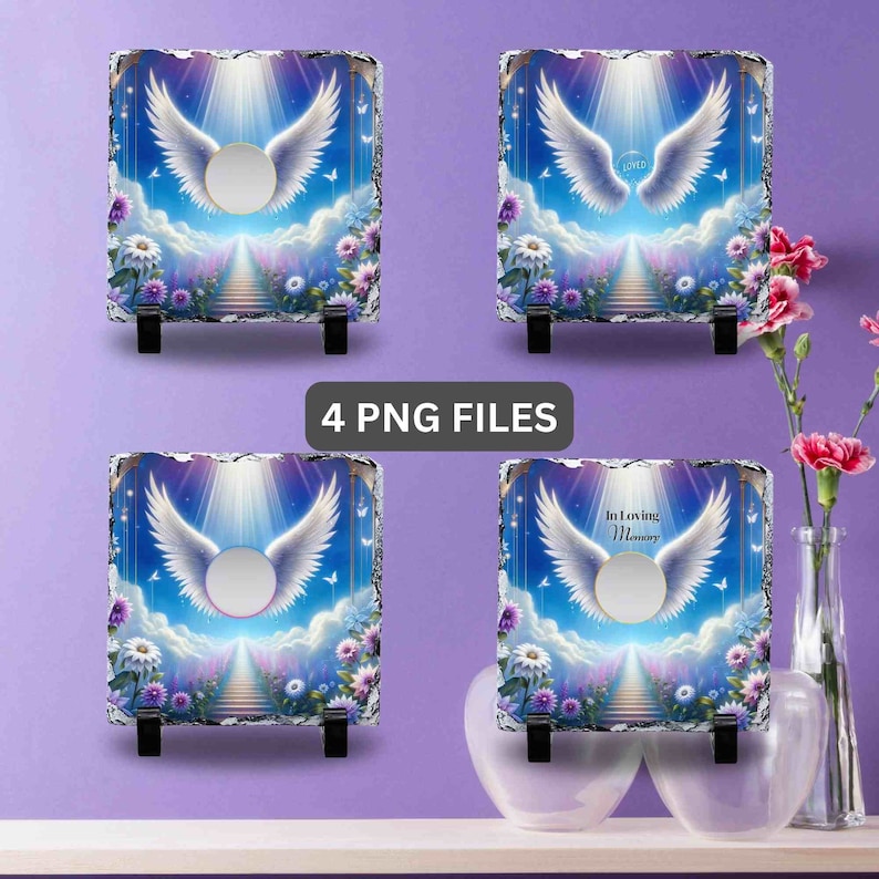 In Loving Memory, Add Photo Slate Angle Wings, Watercolor, Sublimation ...