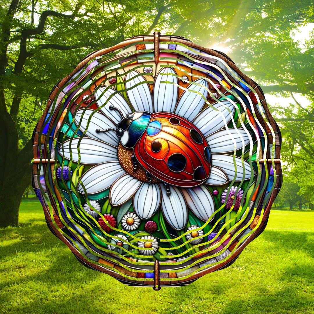 Ladybug Wind Spinner Daisy Flower, Metal, Sublimation Designs, PNG ...