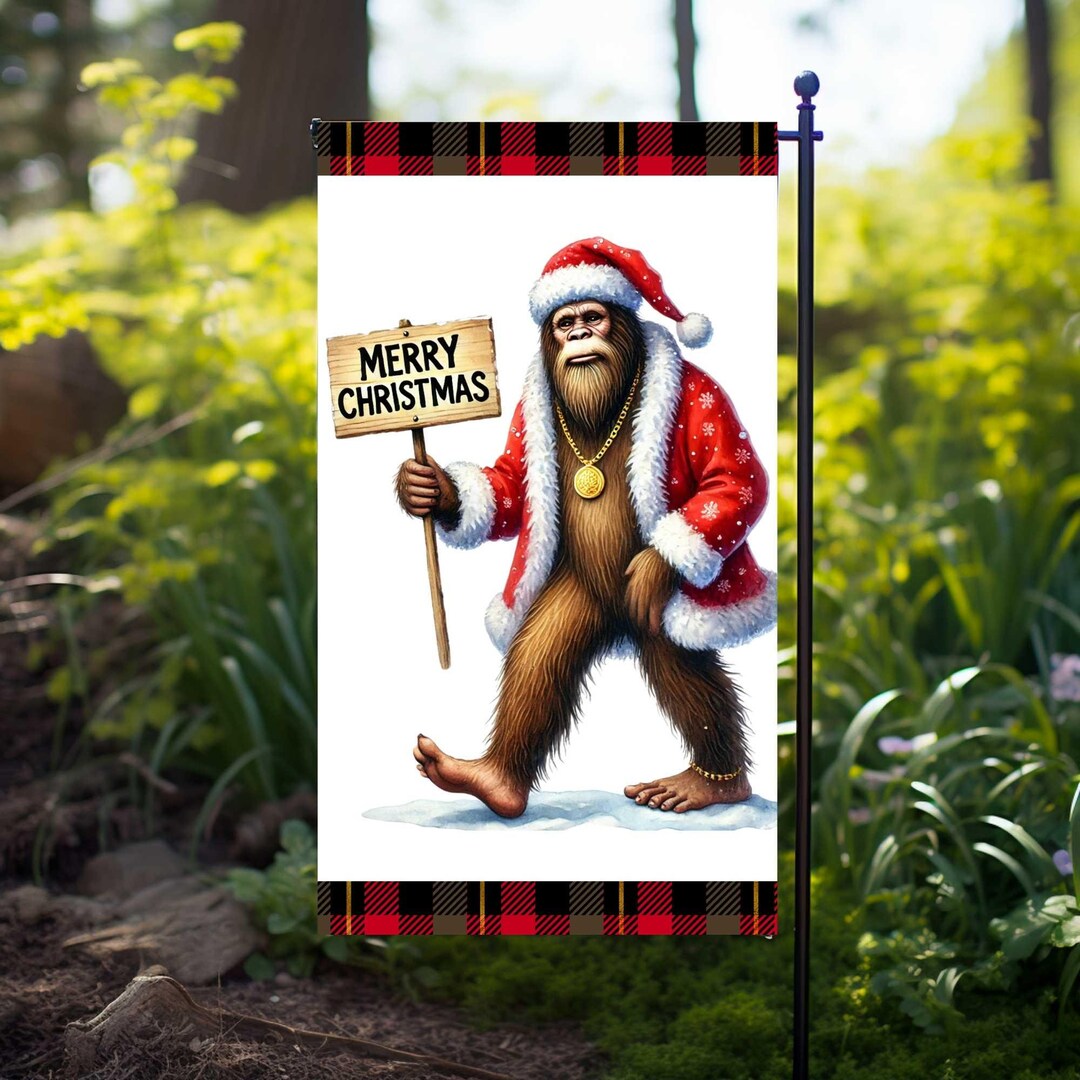 Merry Christmas Bigfoot Sasquatch, Garden Flag, Sublimation Designs ...