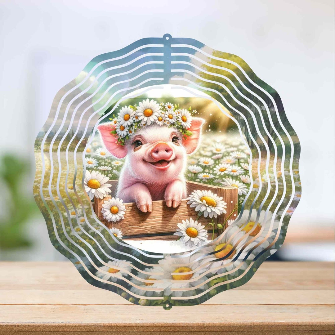 Pig With Flower Daisies Crown, Watercolor, Sublimation Cute, Wind ...