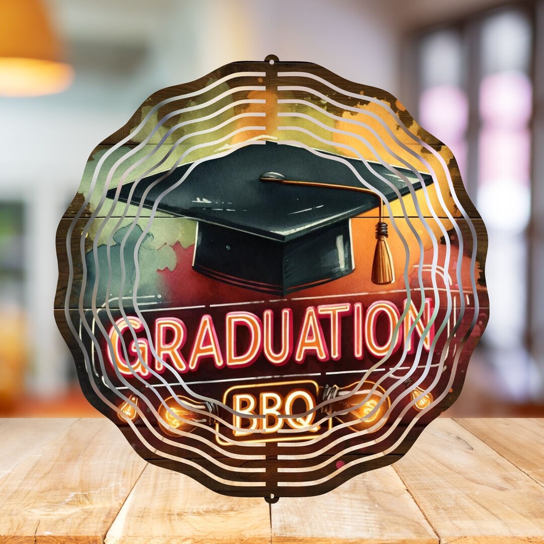Graduation BBQ With Black Graduation Hat, Wind Spinner PNG File ...