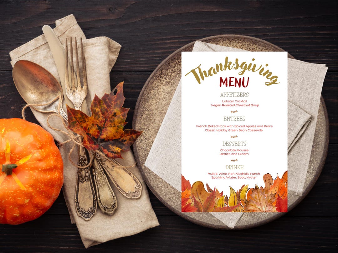 Editable Template Thanksgiving Menu, Printable Friendsgiving or ...