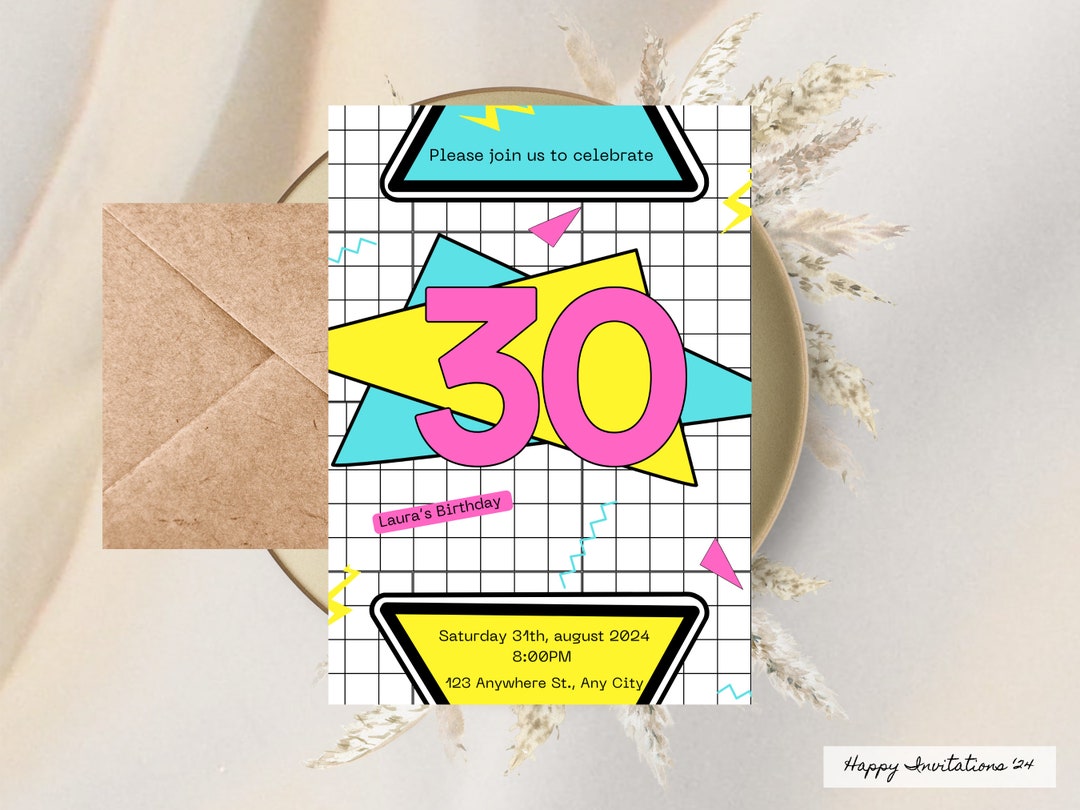 30th Birthday Invitation Printable Invite Instant Download Triangle ...