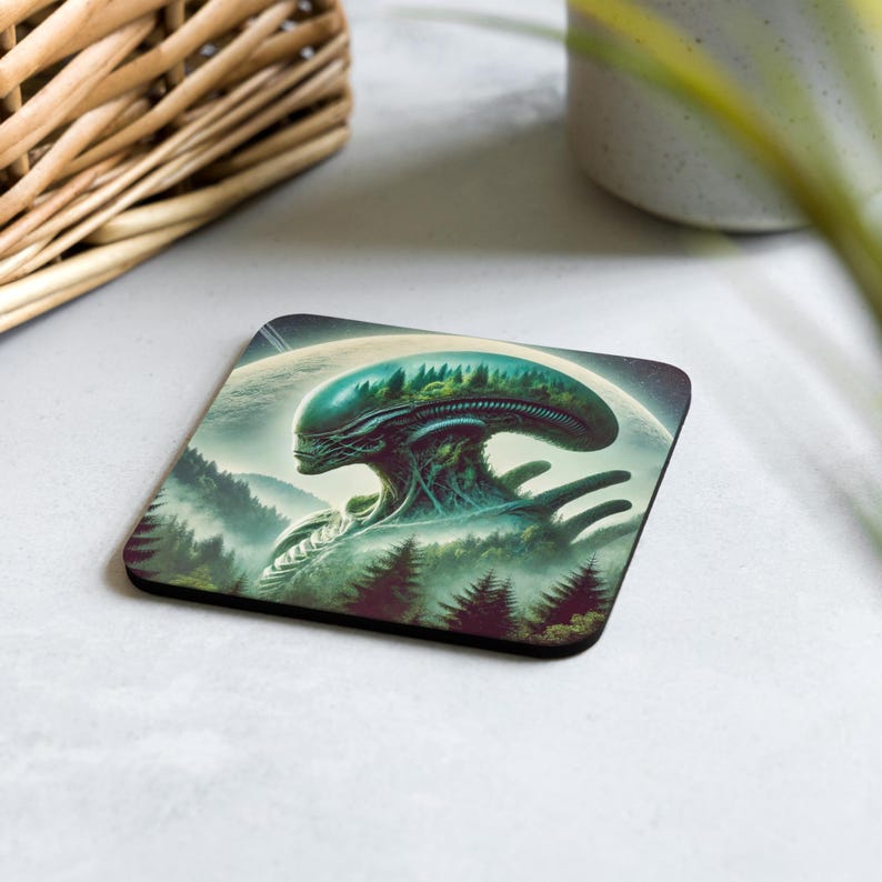 Cork-back Xenomorph Coaster With Landscape, Alien Coaster With Forest ...