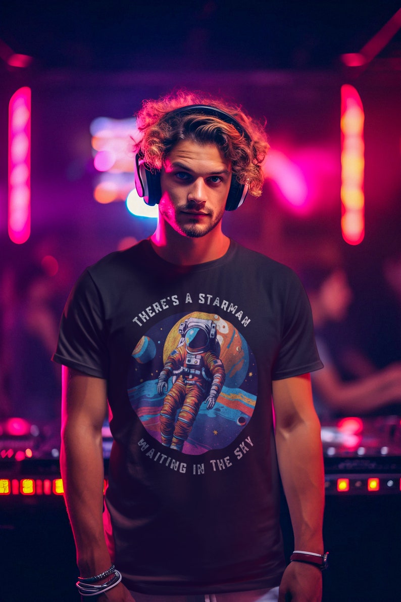 Starman T-shirt, Astronaut in Space Tee for Music Lover, Tribute to ...