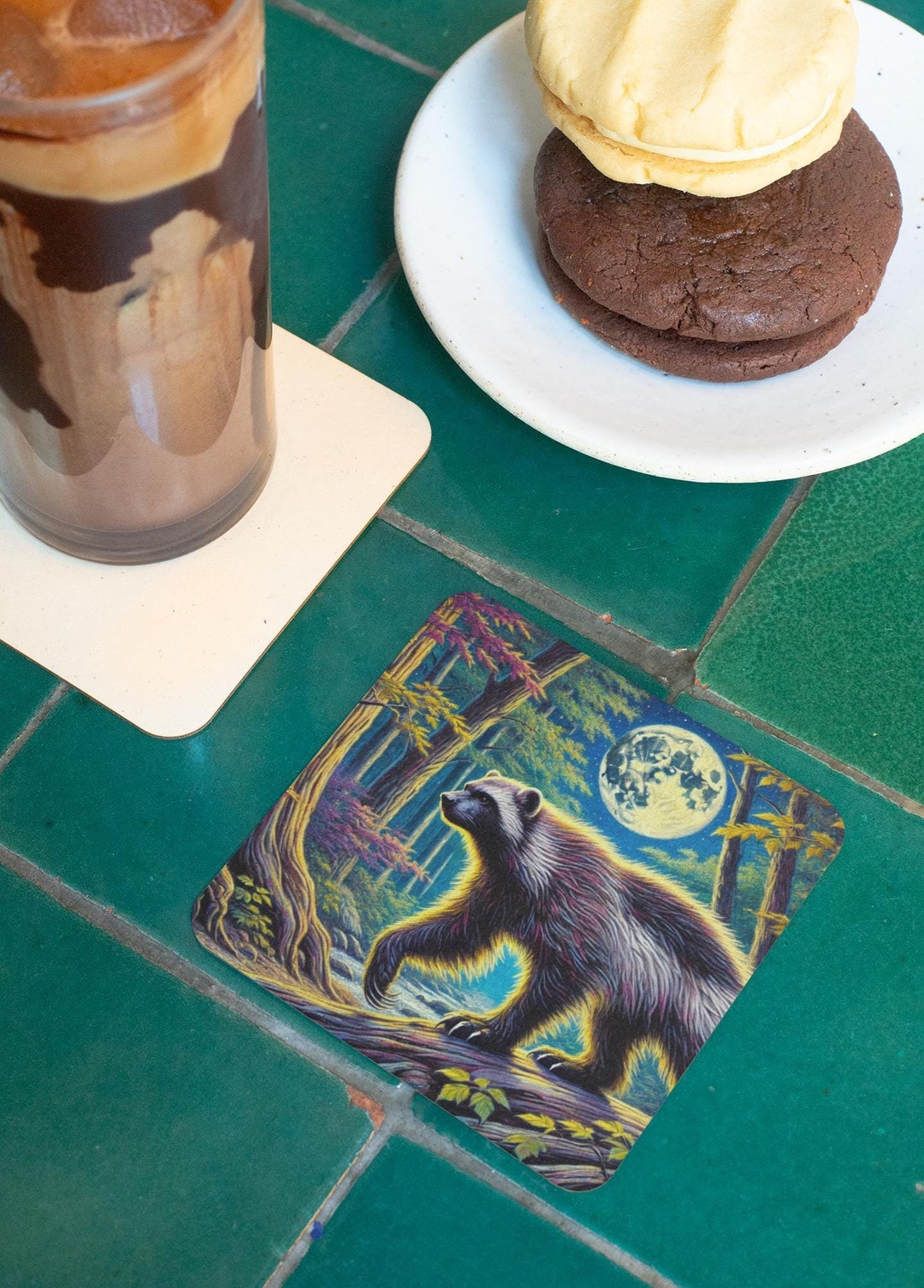 Cork-back Wolverine Coaster, Wildlife Coaster for Wolverine Fan, Gift ...