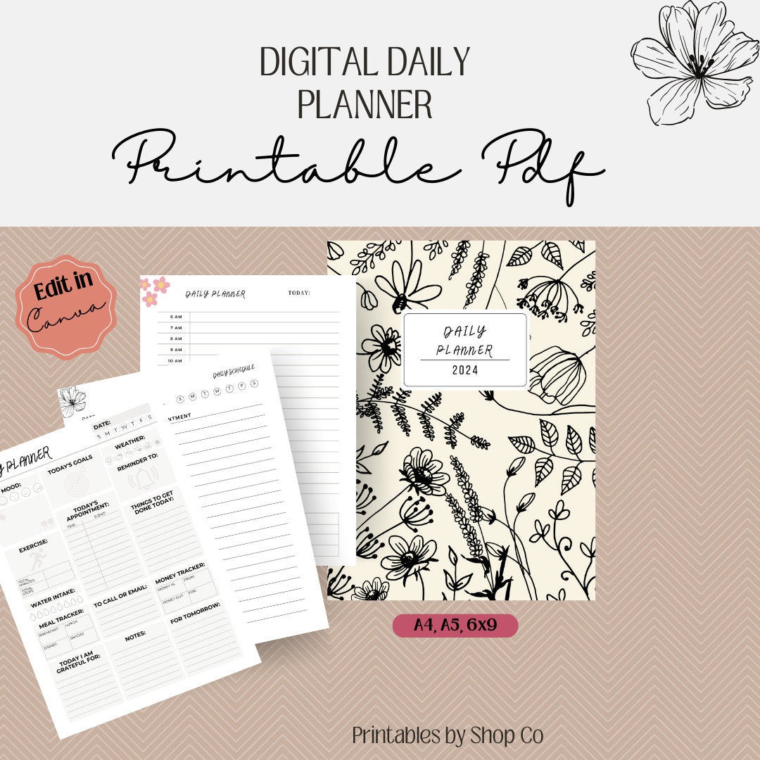 Canva Template for Daily Planner| Includes 3 Daily Templates| Printable ...