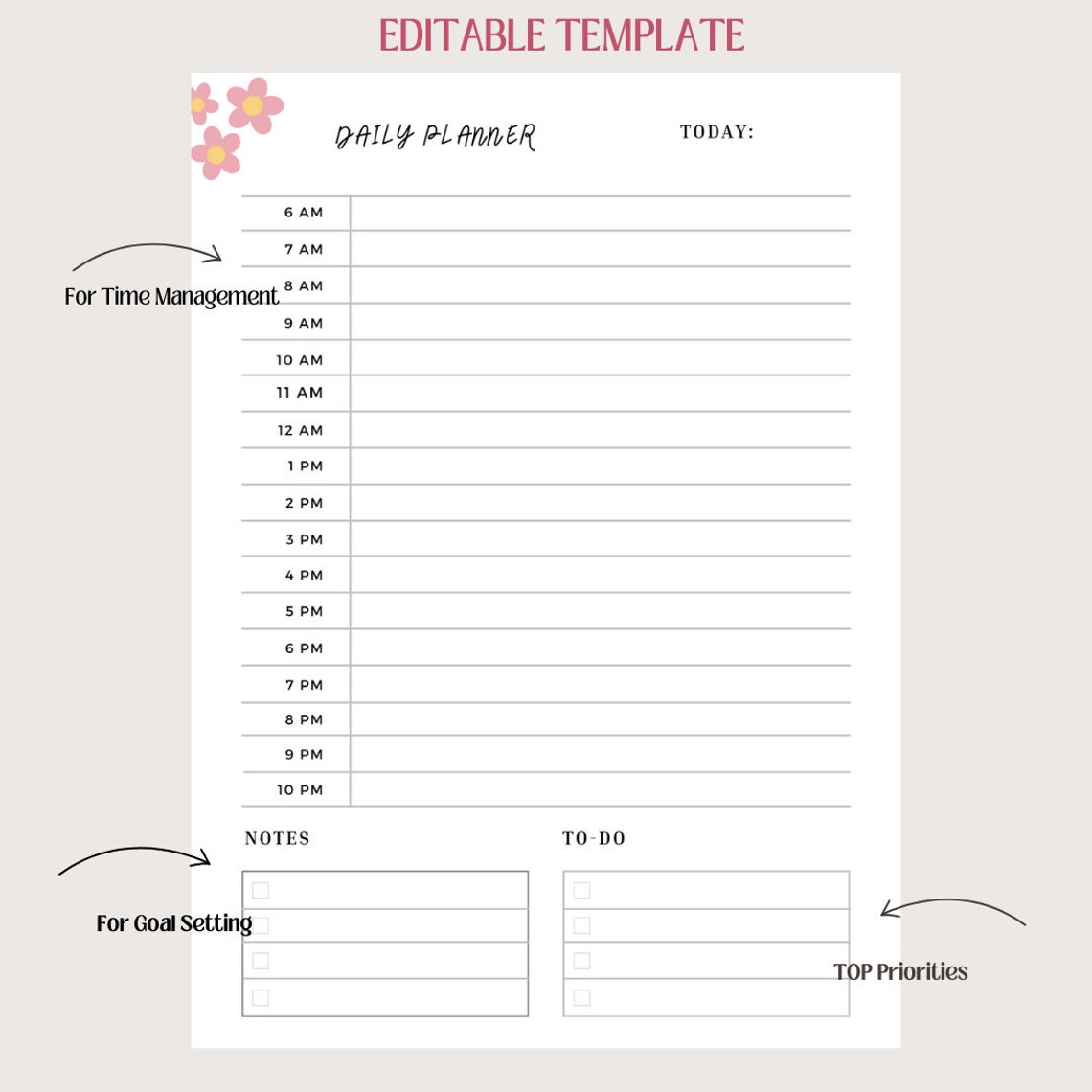 Canva Template for Daily Planner| Includes 3 Daily Templates| Printable ...