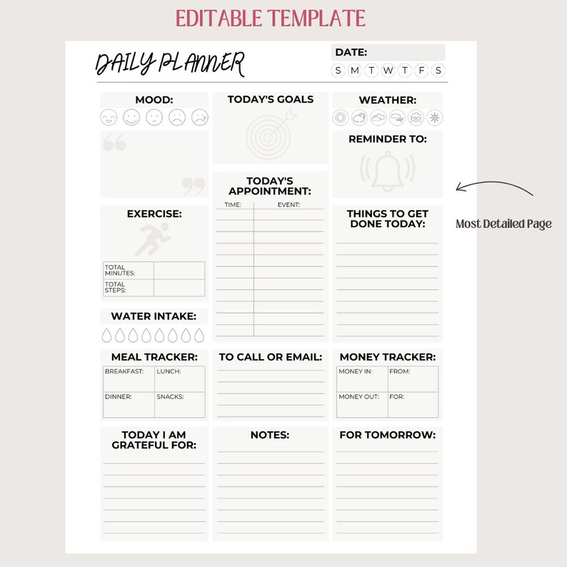 Canva Template for Daily Planner| Includes 3 Daily Templates| Printable ...
