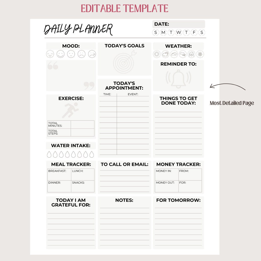 Canva Template for Daily Planner Includes 3 Daily Templates Printable ...