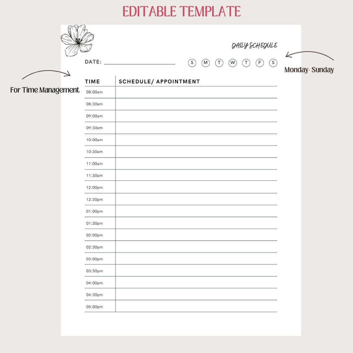 Canva Template for Daily Planner| Includes 3 Daily Templates| Printable ...