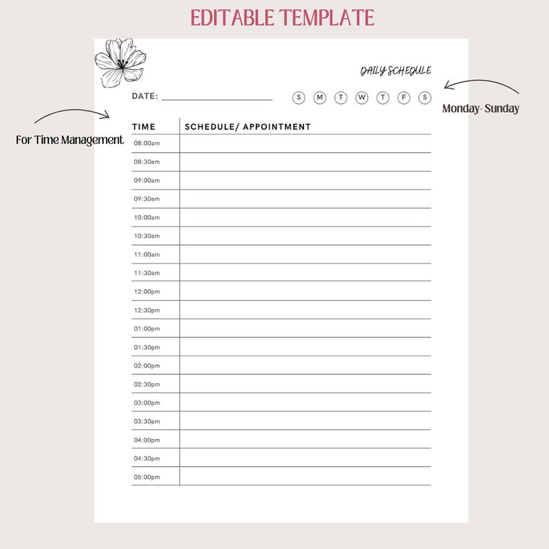 Canva Template for Daily Planner| Includes 3 Daily Templates| Printable ...