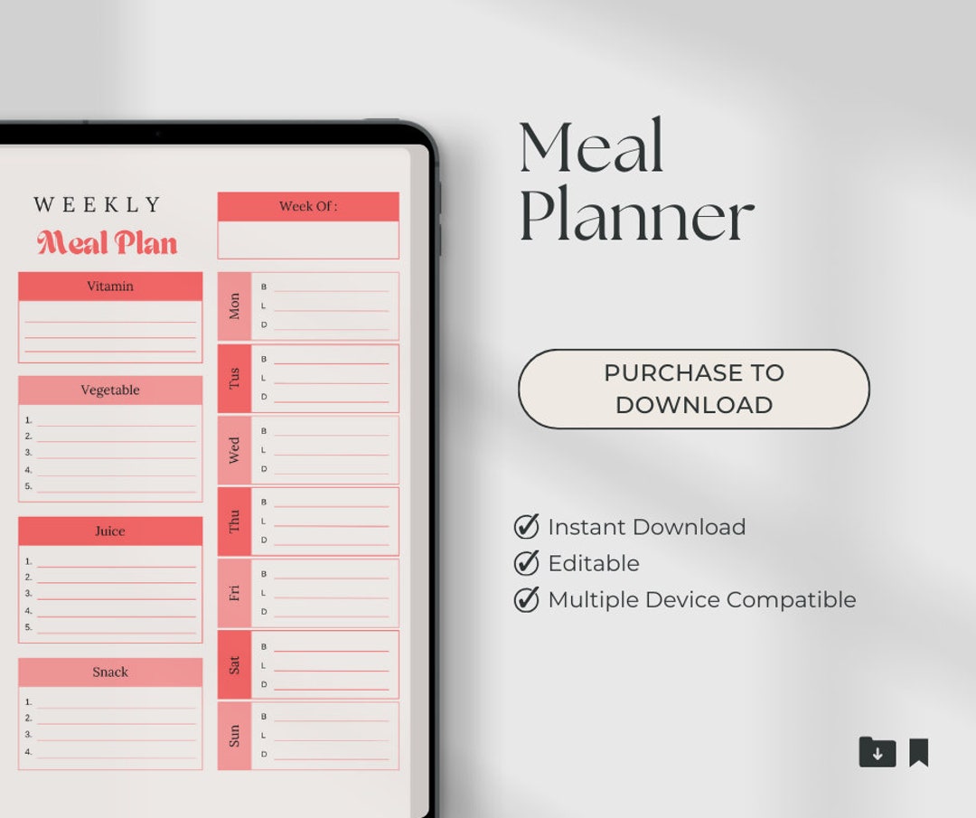 Meal Planner| Menu Planner| Meal Prep| Healthy Eating| Grocery List ...