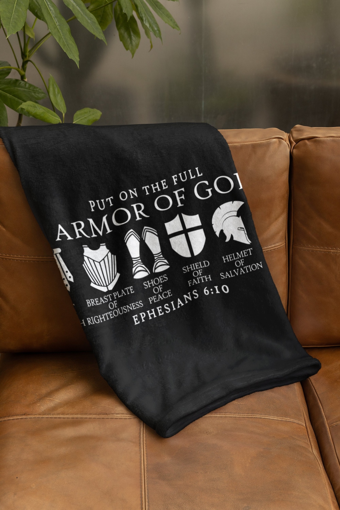 Black With White Armor of God Print - Plush Blanket - 3 Sizes Available ...