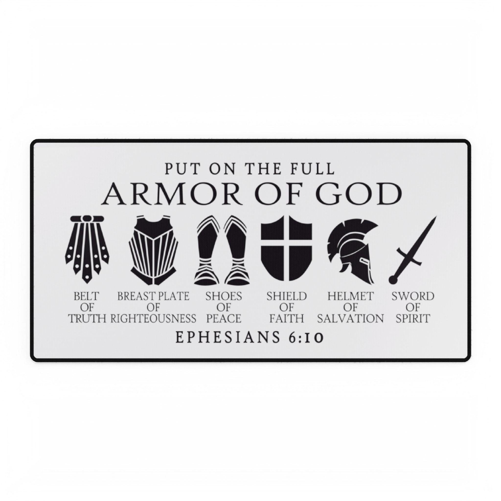 Large White Desk Mat, Full Armor of God Desk Mouse Pad, Christian ...