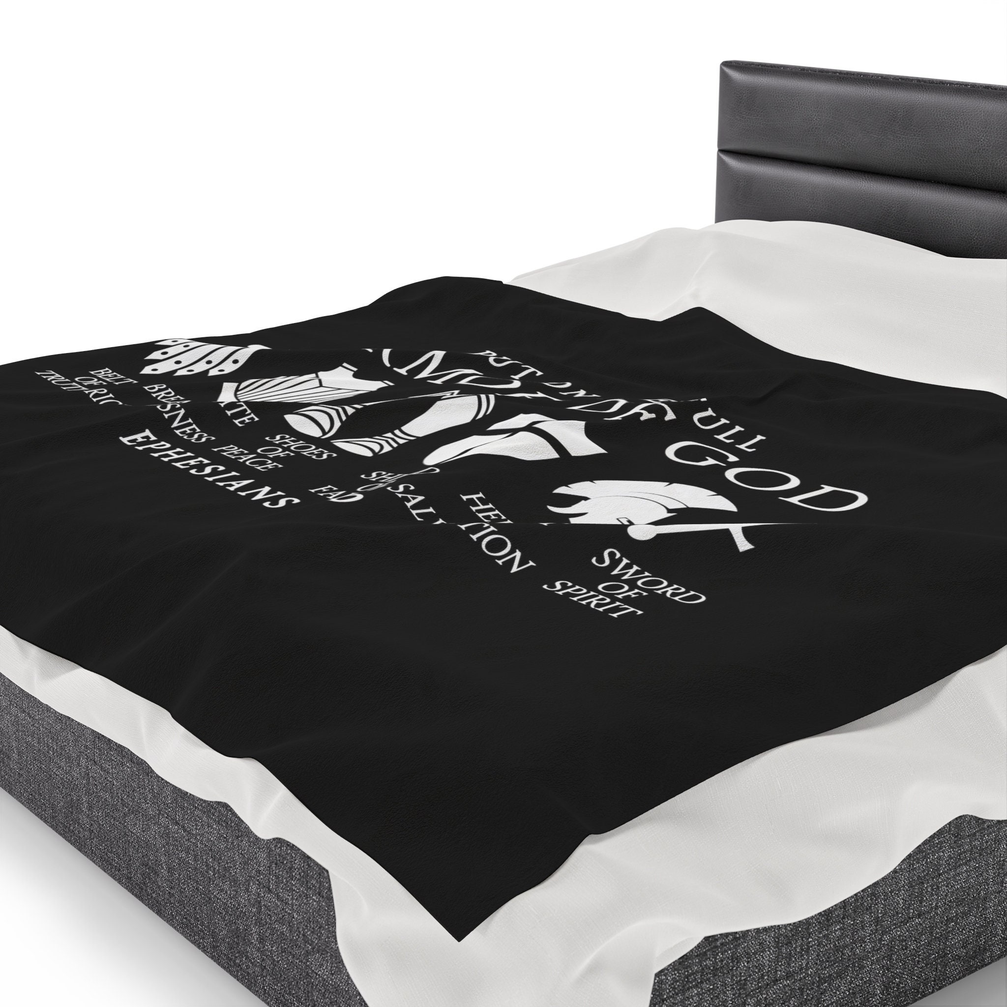 Black With White Armor of God Print - Plush Blanket - 3 Sizes Available ...