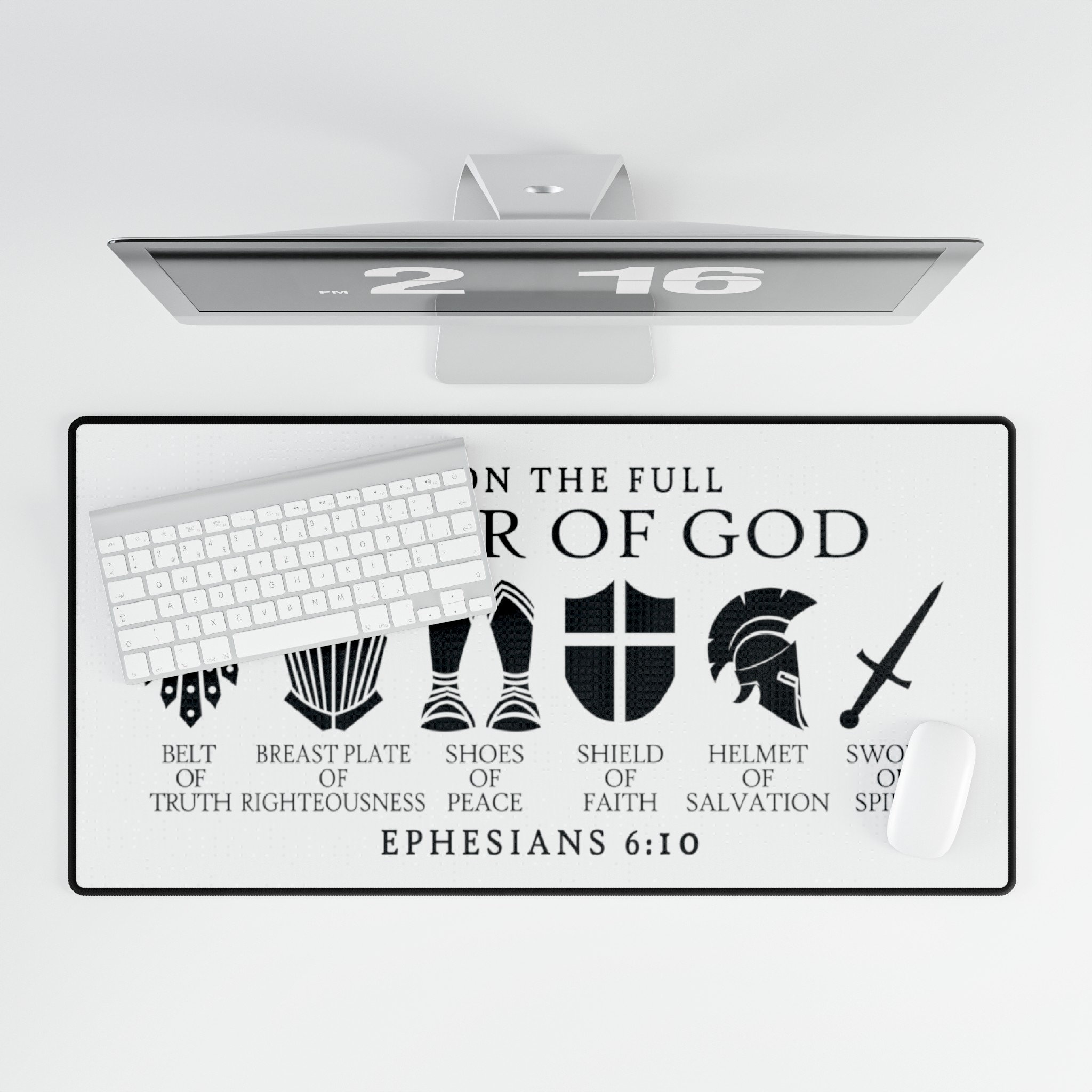 Large White Desk Mat, Full Armor of God Desk Mouse Pad, Christian ...