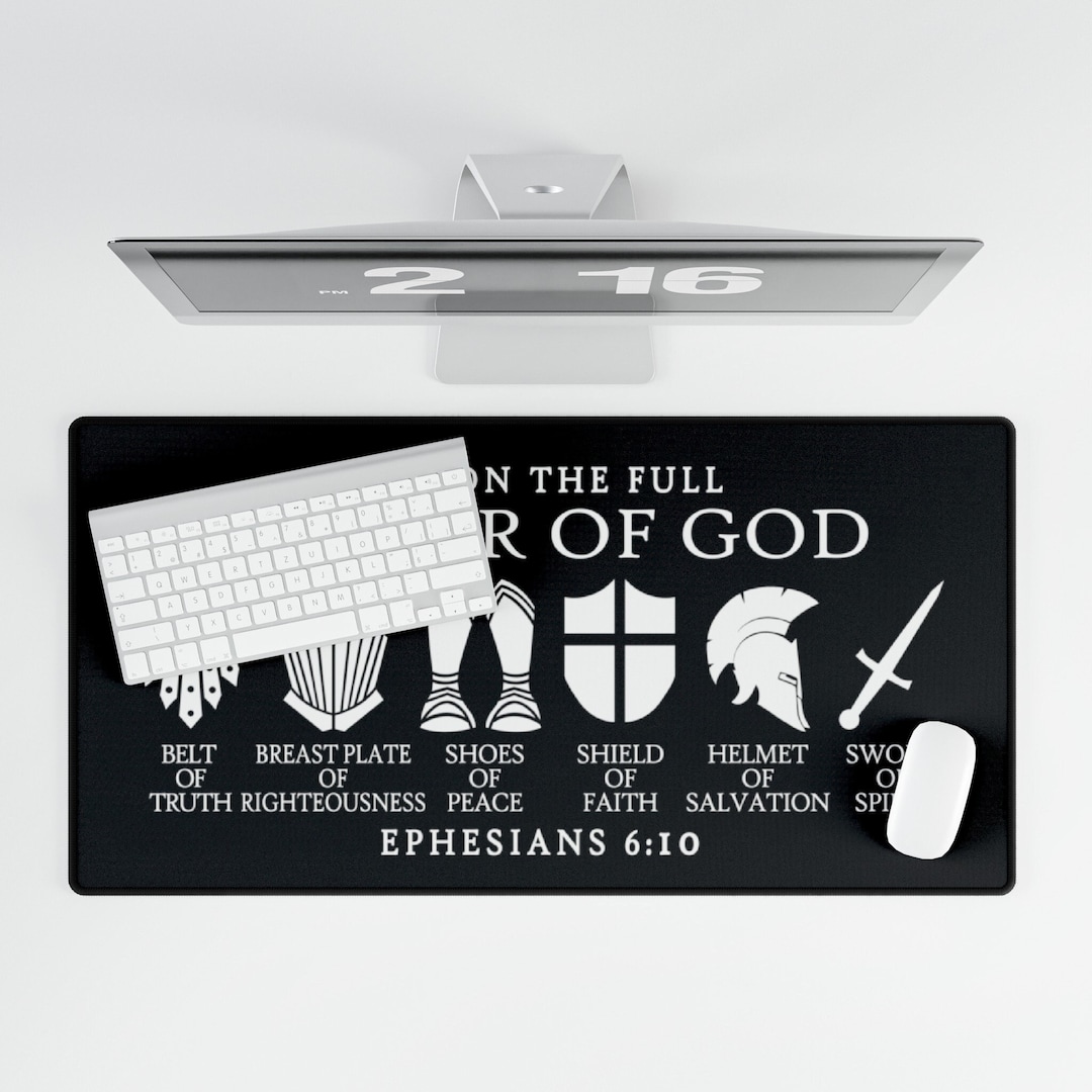 Large Black Desk Mat, Full Armor of God Desk Mouse Pad, Christian ...