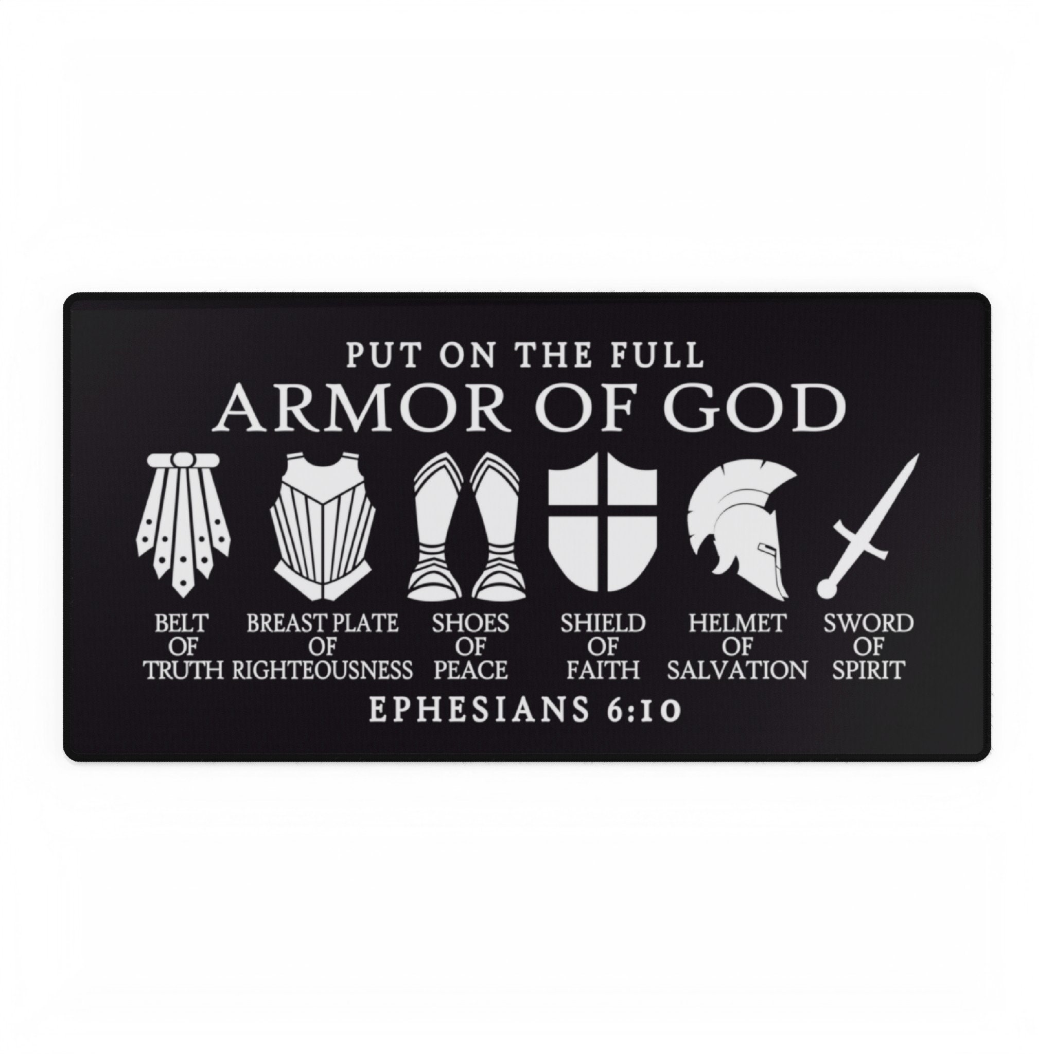 Large Black Desk Mat, Full Armor of God Desk Mouse Pad, Christian ...